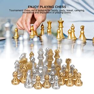 International Chess Set, Chess Game Electroplating Hot Stamping Gold Silver PS Portable Slippy Surface for Enjoy Playing Chess for Family