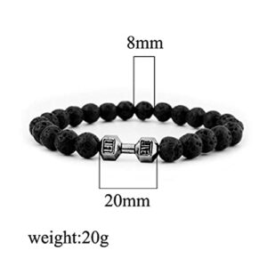 rgwtgkyh Traintough Dumbbell Bracelet for Men Cool Volcanic Rock Anxiety Bead Bracelet Adjustable Fitness Yoga Barbell Bracelet Jewelry Gifts for Men Women