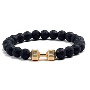 rgwtgkyh Traintough Dumbbell Bracelet for Men Cool Volcanic Rock Anxiety Bead Bracelet Adjustable Fitness Yoga Barbell Bracelet Jewelry Gifts for Men Women