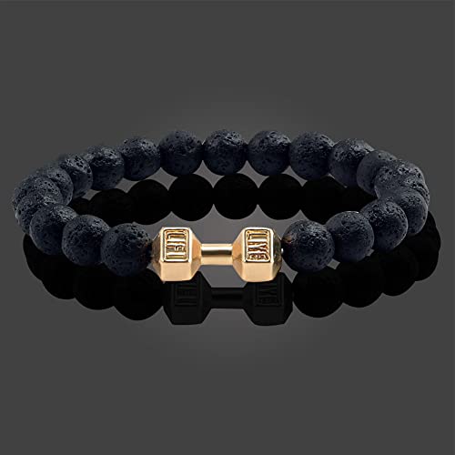 rgwtgkyh Traintough Dumbbell Bracelet for Men Cool Volcanic Rock Anxiety Bead Bracelet Adjustable Fitness Yoga Barbell Bracelet Jewelry Gifts for Men Women