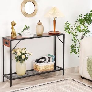 Yoobure Entryway Table, 41.7'' Console Tables for Entryway, Narrow Console Table with Power Outlet, Sofa table with Shelves, Industrial Entry Table for Living Room, Foyer, Hallway Table Entrance table