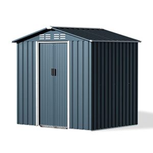 gotland 6' x 4' metal storage shed for outdoor, outdoor storage shed with design of lockable doors, utility and tool storage for garden, backyard, patio, outside use.