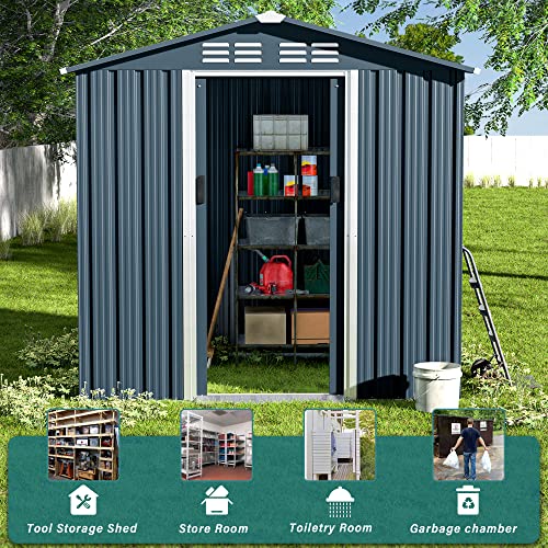 Gotland 6' x 4' Metal Storage Shed for Outdoor, Outdoor Storage Shed with Design of Lockable Doors, Utility and Tool Storage for Garden, Backyard, Patio, Outside use.