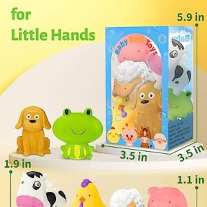 Mold Free Farm Animals Baby Bath Toys for Toddler 1-3, No Hole No Mold Bathtub Pool Toys for 1 2 3 Year Old Boy Girl Gifts, Toddler Water Toys with 6 Animals