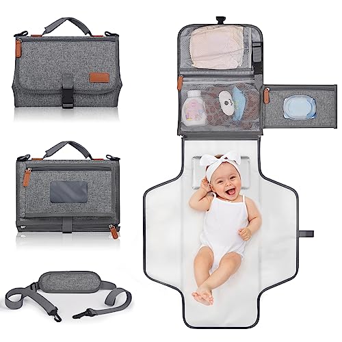 Portable Diaper Changing Pad for Newborns! Shoulder Strap, Waterproof Design, Smart Wipes Pocket, and Changing Mat - The Perfect Travel Changing Kit for Busy Parents and an Ideal Baby Shower Gifts