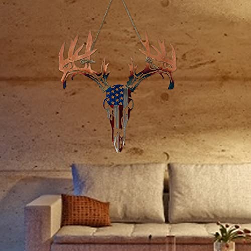 Deer Independence European Mountain Day Flag Art in Metal Style American Home Decor Christmas Beard Decorations