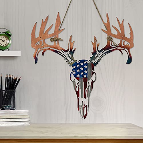 Deer Independence European Mountain Day Flag Art in Metal Style American Home Decor Christmas Beard Decorations