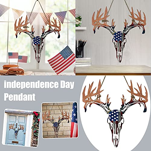 Deer Independence European Mountain Day Flag Art in Metal Style American Home Decor Christmas Beard Decorations