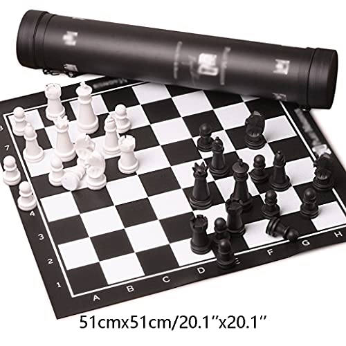 THPT 20 Inchs Leather Chess Set，High-end Large Portable Chess Armory with Folding Board，for Children，Beginners, Students, Adults Board Games