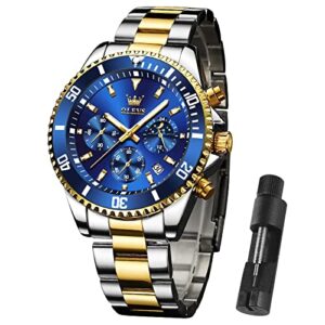 olevs blue watches for men watch men gold and silver stainless steel watches for men big face luxury watches for men quartz reloj para hombre