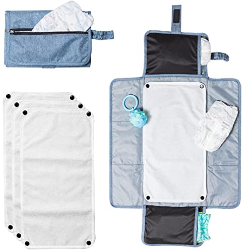 Portable Diaper Changing Pad for Baby - Compact Baby Changing Pad for Newborn Girl & Boy - Portable Baby Travel Changing Pad with Waterproof Design, Built in Storage & Cushioning