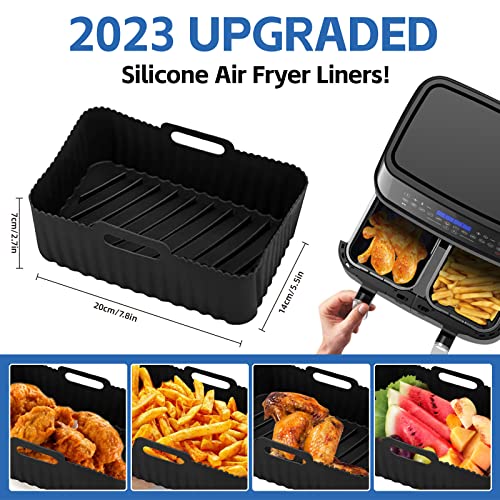 Upgraded 7PCS Silicone Dual Air Fryer Accessories,Fit Most Ninja Foodi AF300UK, AF400UK 7.6-9.5L or Larger Dual Air Fryers