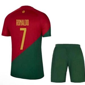 Ronaldo Portugal Soccer Kids Jersey + Shorts + Socks Set Kit Size Large (10-11 Years Old) for Youth Red