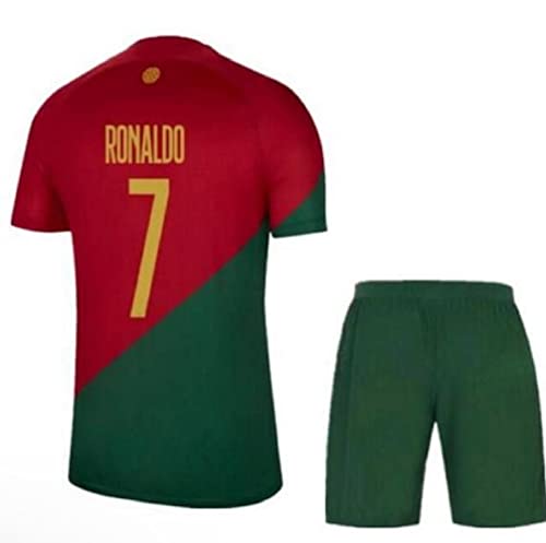 Ronaldo Portugal Soccer Kids Jersey + Shorts + Socks Set Kit Size Large (10-11 Years Old) for Youth Red