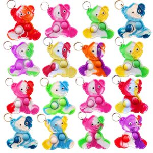 30 packs bulk bear push rainbow bubble mini pop fidget for boy girls kids,small birthday summer party favors supplies and classroom student graduation prize gifts