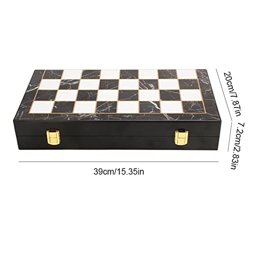 Chess Set, Large Metal Deluxe Travel Chess Set Adult Board Game with Alloy Pieces & Portable Folding Wooden Chess Board, Creative Gift