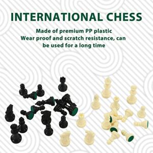 Alomejor Portable International Chess Set with Plastic Dual Color Chess Pieces and Storage Bag