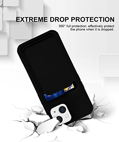 Silicone Card Case Compatible with iPhone 13/iPhone 14 6.1inch, Shock-Absorbing Protective Case with Card Holder, Soft Slim Wallet Case Compatible with iPhone 13/iPhone 14 Pro-Black