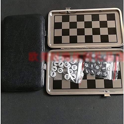 THPT Magnetic Metal Chess Set Mini Aluminum Or Leather Box Stainless Steel Chess Board Foldable Portable Pocket Chess Board Games Board Games (Color : Leather Box Chess Set)