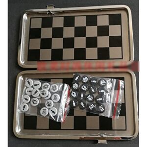 THPT Magnetic Metal Chess Set Mini Aluminum Or Leather Box Stainless Steel Chess Board Foldable Portable Pocket Chess Board Games Board Games (Color : Leather Box Chess Set)