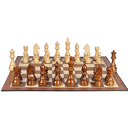 Folding Wooden Chess Set Chess, Portable Travel Chess Set,Board Game and Draughts Set 48cm x 48cm (19 Inch) Board Games