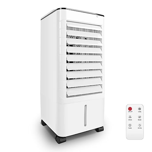 Portable Air Conditioner, 3-IN-1 Evaporative Air Cooler Windowless, 4 Modes & 3 Speeds Personal Swamp Cooler w/Humidifier, Remote & 12H Timer, Evaporative Cooler for Room Home Office