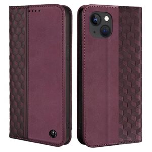 oduio wallet case for iphone iphone 13 6.1 inch - [strong magnetic] pu leather folio flip case with card holder kickstand protective phone cover - wine red