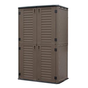 mrosaa sheds & outdoor storage, 52 cu.ft vertical storage sheds outdoor with floor, outdoor storage cabinet waterproof for garage storage, pool storage, bike shed, garden shed, outdoor storage (brown)