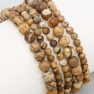 C&L Accessories Beaded Bracelets For Women Men and Teens 5 Pcs Natural Gemstone Bead Ball Bracelet Stretchable Elastic Bracelet (Paysage Jasper Bracelet)