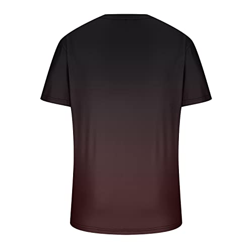 Muscularfit Casual Shirts for Men Fashion Short Sleeve V Neck Gradient Color Top Regular-Fit Big and Tall Sport Summer Shirt