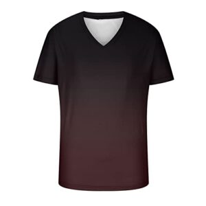 Muscularfit Casual Shirts for Men Fashion Short Sleeve V Neck Gradient Color Top Regular-Fit Big and Tall Sport Summer Shirt