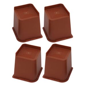 oumefar 4pcs furniture lift risers abs furniture bed risers 6 inch 8 inch heavy duty risers for sofa and table (brown)