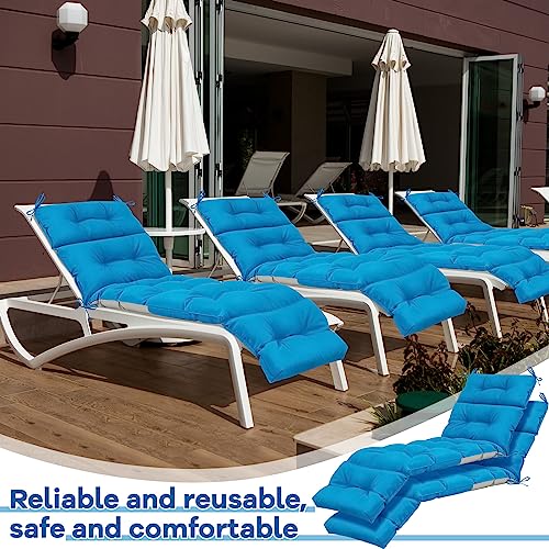 Kigley 2 Pcs Chaise Lounge Cushions Soft Lounge Chair Cushion Spring/Summer Seasonal Replacement Cushions for Outdoor Indoor Home Office, 74.5 x 22 Inches (Blue)