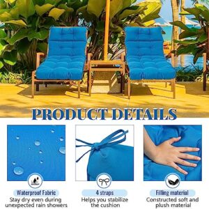 Kigley 2 Pcs Chaise Lounge Cushions Soft Lounge Chair Cushion Spring/Summer Seasonal Replacement Cushions for Outdoor Indoor Home Office, 74.5 x 22 Inches (Blue)