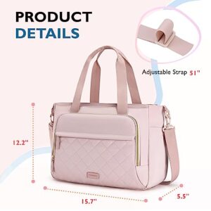 mommore Diaper Bag Tote with Changing Pad, Dry And Wet Compartment Large Capacity Baby Bag Crossbody Travel Maternity Bag, Pink