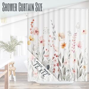 KIBAGA Beautiful Floral Shower Curtain for Your Bathroom - A Stylish 72" x 72" Curtain That Fits Perfect to Every Bath Decor - Ideal to Brighten Up Your Cute Botanical Bathroom at Home with Plants