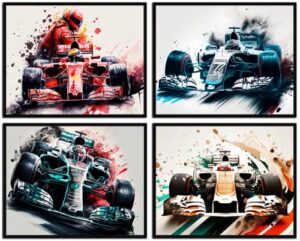 cng digital formula racing poster race car wall decor f1 racing wall art prints set of 4 unframed (8''x10'') supercar poster man cave boys room wall decor posters for boys room grand prix posters