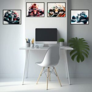 CNG DIGITAL Formula Racing Poster Race Car Wall Decor F1 Racing Wall Art Prints Set of 4 Unframed (8''x10'') Supercar Poster Man Cave Boys Room Wall Decor Posters for Boys Room Grand Prix Posters