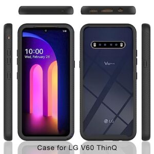 Niopiee for LG V60 ThinQ Case LG V60 Hybrid Drop Protection Clear Case Heavy Duty Hard Rugged Anti-Slip Bumper Anti-Scratch Armor Protective Phone Cover for LG V60 ThinQ Black