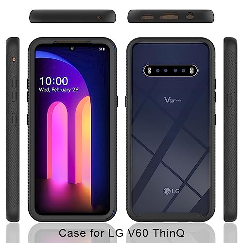 Niopiee for LG V60 ThinQ Case LG V60 Hybrid Drop Protection Clear Case Heavy Duty Hard Rugged Anti-Slip Bumper Anti-Scratch Armor Protective Phone Cover for LG V60 ThinQ Black