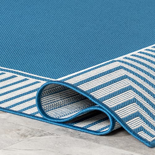 nuLOOM Asha Simple Border Indoor/Outdoor Area Rug, 8' x 10', Teal