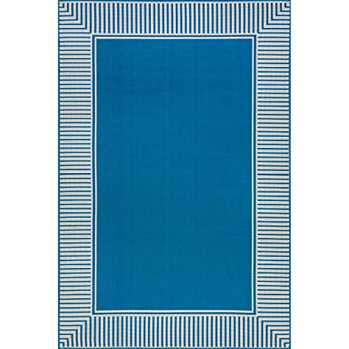 nuLOOM Asha Simple Border Indoor/Outdoor Area Rug, 8' x 10', Teal