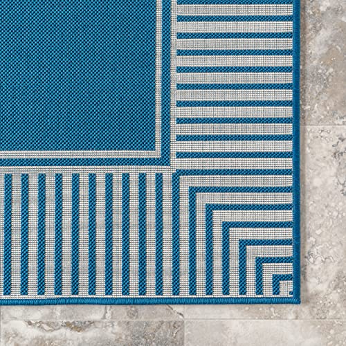 nuLOOM Asha Simple Border Indoor/Outdoor Area Rug, 8' x 10', Teal