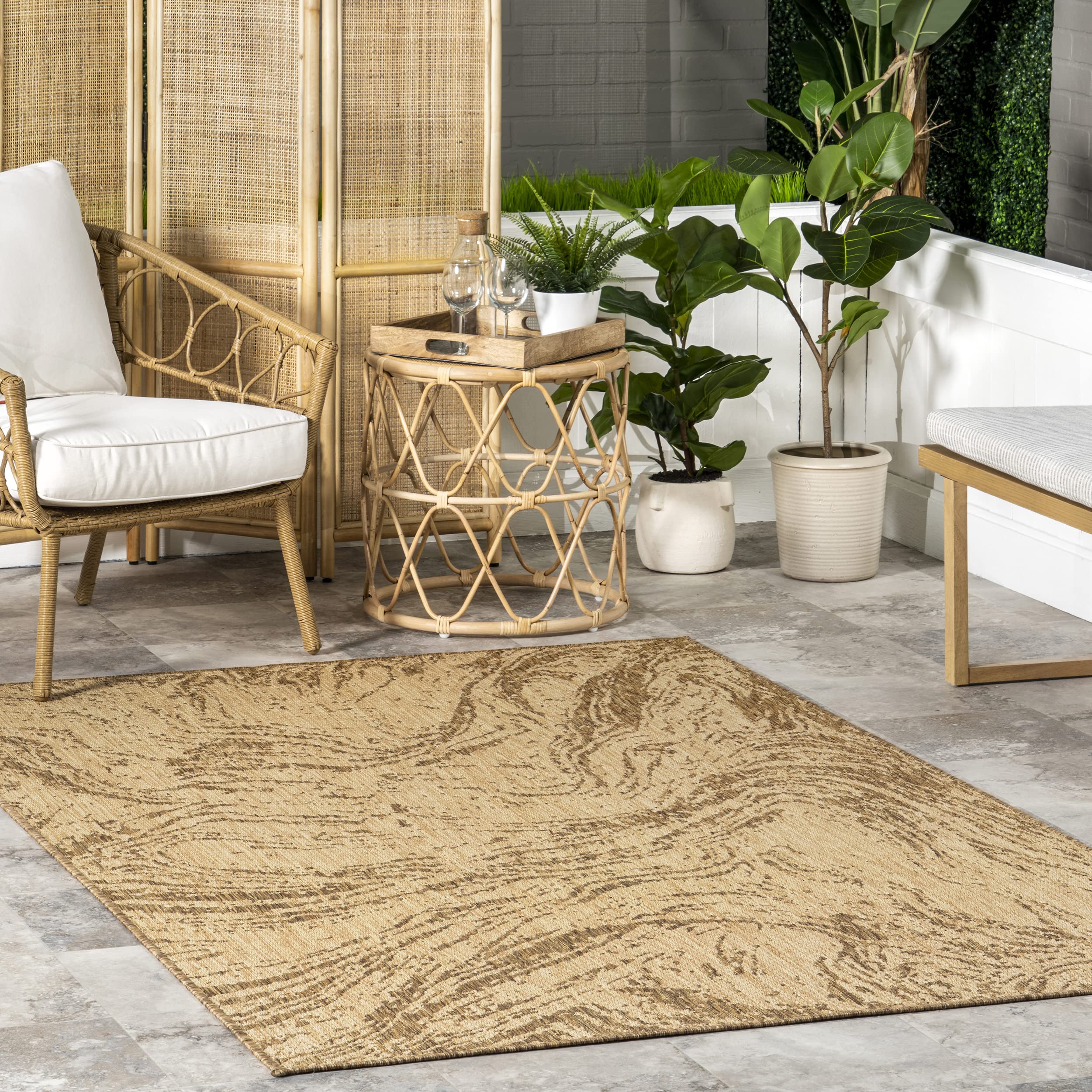 nuLOOM Marsha Contemporary Indoor/Outdoor Area Rug, 8' x 10', Beige