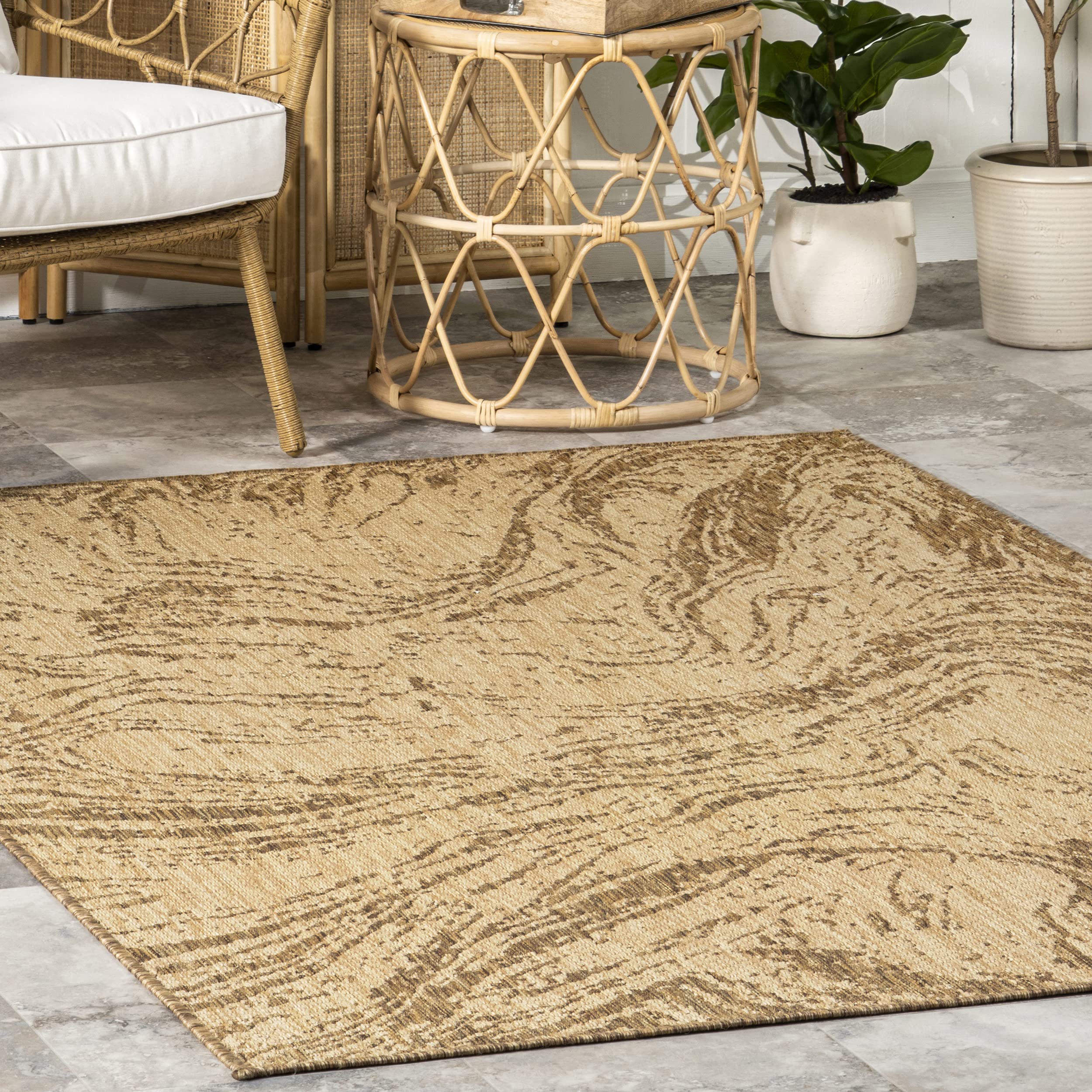 nuLOOM Marsha Contemporary Indoor/Outdoor Area Rug, 8' x 10', Beige