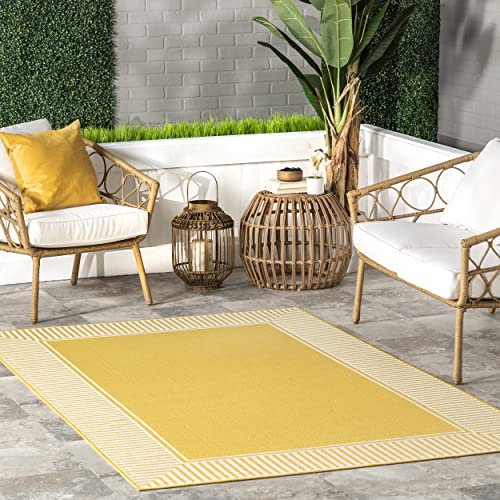 nuLOOM Asha Simple Border Indoor/Outdoor Area Rug, 8' x 10', Yellow