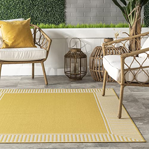 nuLOOM Asha Simple Border Indoor/Outdoor Area Rug, 8' x 10', Yellow