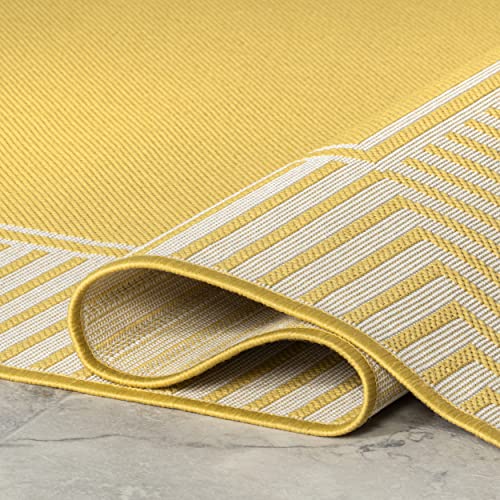 nuLOOM Asha Simple Border Indoor/Outdoor Area Rug, 8' x 10', Yellow