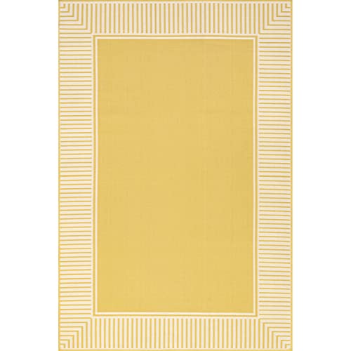 nuLOOM Asha Simple Border Indoor/Outdoor Area Rug, 8' x 10', Yellow