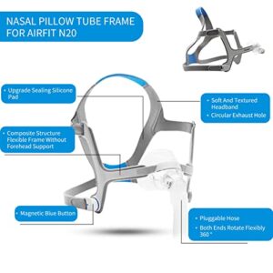 Nasal Pillow Tube Frame for ResMed AirFit N20, Reuse Replacement Frame Elbow Assembly Combination Breathing Machine Fit for AirFitN20, Improve Wearing Comfort, Headgear Strap Accessory (L)